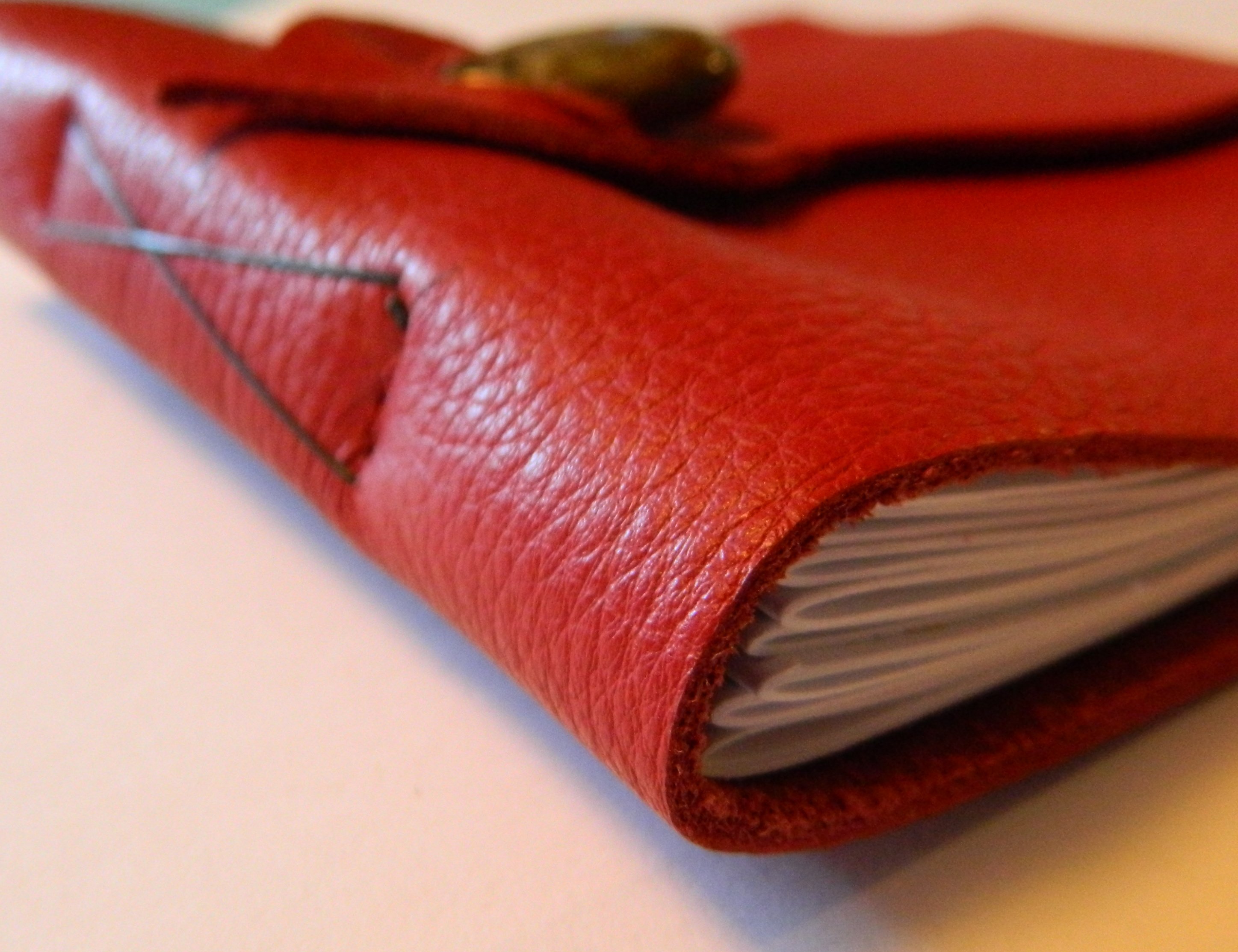 Handmade Red Leather Journal With Jasper Button And Leaf Closure on Luulla